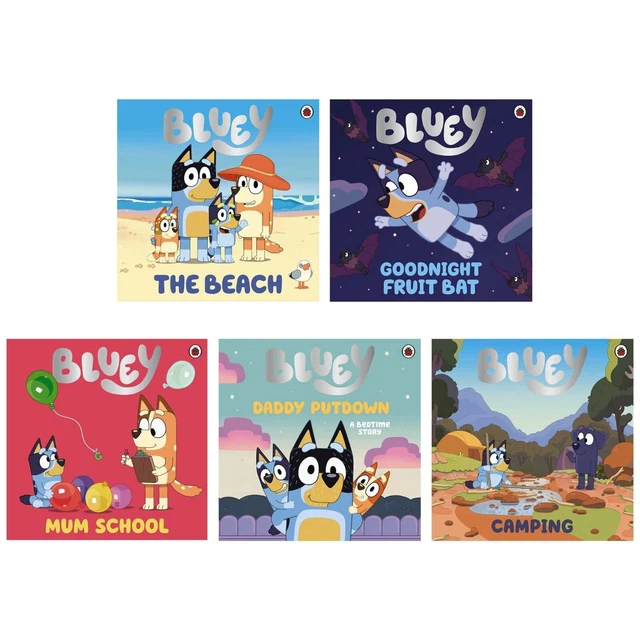 BLUEY 5 PICTURE Book Story Collection Set The Beach,Goodnight Fruit Bat ...