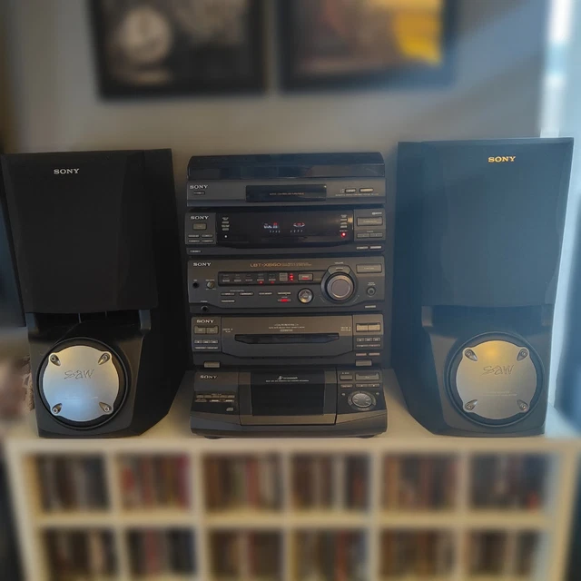 SONY LBT-XB60 HI-FI System. 5 Cd, Vinyl, Cassette, Speakers & Subwoofer ...
