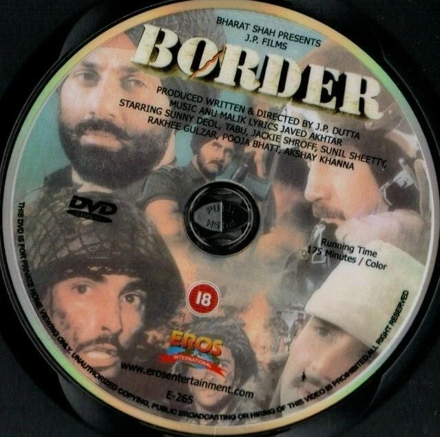 BORDER (DISC ONLY) - EROS BOLLYWOOD DVD -Sunny Deol, Tabbu, Jackie ...
