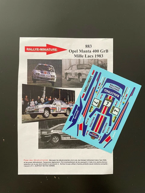 DECALS 1/43 OPEL Manta 400 Toivonen Rally 1000 Lakes 1983 Rallye ...