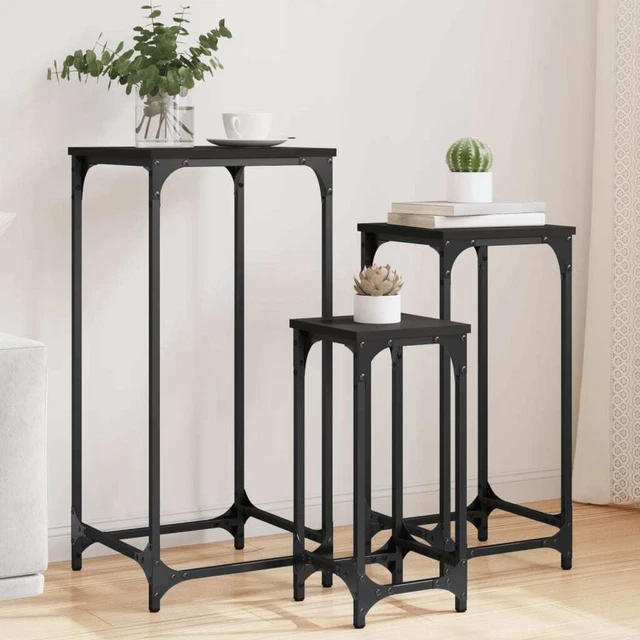 TABLES D APPOINT GIGOGNES 3 pcs noir bois d'ing nierie EUR 64,38 - PicClick FR