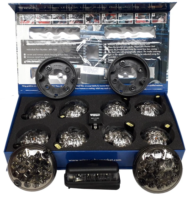 LAND ROVER DEFENDER Led Wipac Deluxe Smoked Upgrade Lamp Light Kit ...