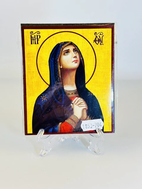 ORTHODOX LITHOGRAPH MDF Icon Tears of Our Lady Consecrated in RO Church ...