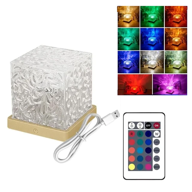 NORTHERN LIGHTS CUBE,16 Colors Dynamic Water Wave Night Light with ...