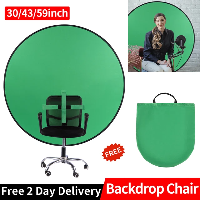 LARGE GREEN SCREEN Photography Portable Round Background Twitch Chair ...