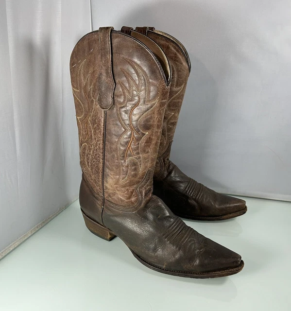 CIRCLE G BROWN Leather Mens Embroidered Snip Toe Cowboy Western Boots ...