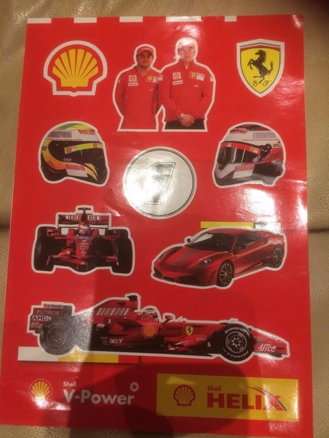 FORMULA 1 VINTAGE Collectible Shell Motorsports Ferrari F1 Stickers A4 ...