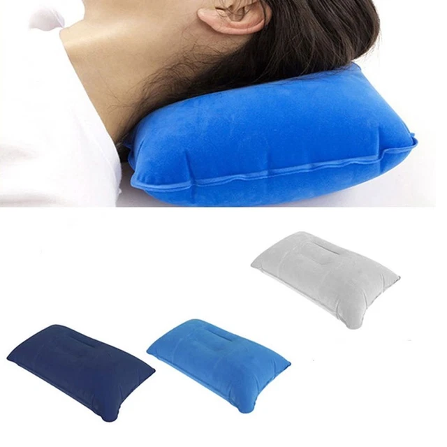 TRAVEL BED FLOCKING Cushion Square Inflatable Air Pillow Hiking Camping ...