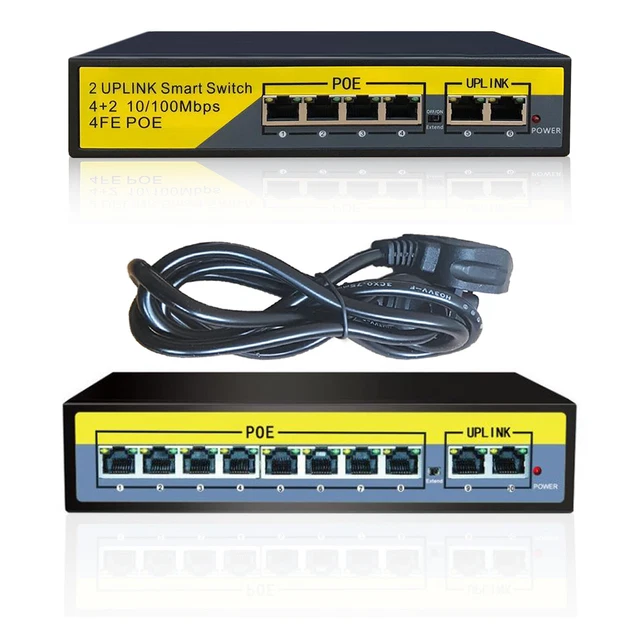 4 8 PORT POE Ethernet Device Network Switch HUB Power Over IP Cameras ...