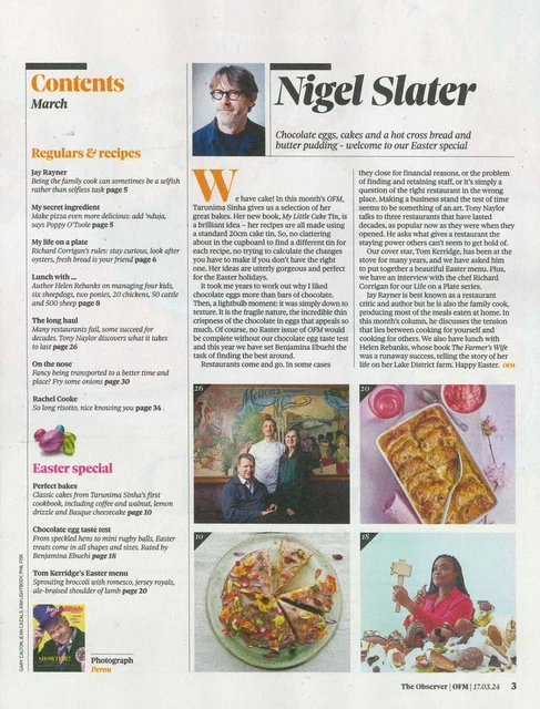 OBSERVER REVUE NOURRITURE Monthly : Tom Kerridge,Nigel Slater,Pâque ...