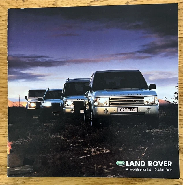 LAND ROVER ALL models price list. UK Brochure. October 2002 £4.99 ...