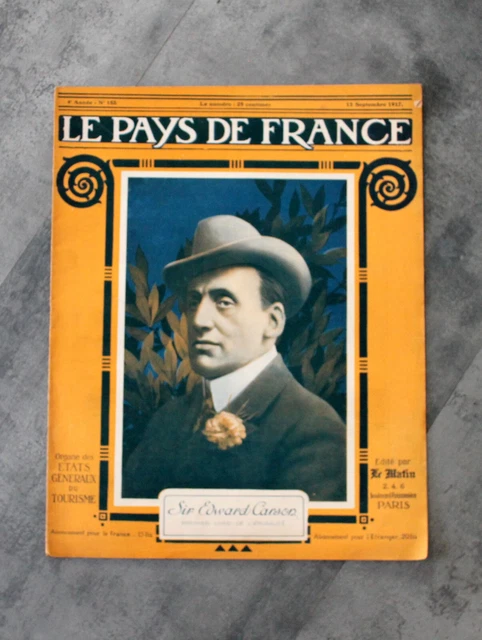 ANCIEN JOURNAL - LE PAYS DE FRANCE 4e ANNEE N°152 13 SEPTEMBRE 1917 SIR ...