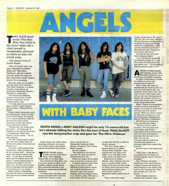24/10/87PT12 ARTICLE & Picture. Death Angels's Andy Galeon. £8.99 ...