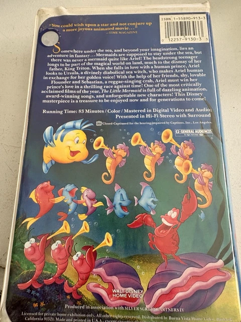 THE LITTLE MERMAID VHS 1989 Video Tape Black Diamond VTG Clamshell $22. ...