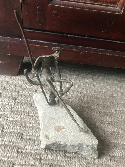 RARE ANCIENNE STATUE DON QUICHOTTE EN BRONZE SIGNÉE Très finement ...