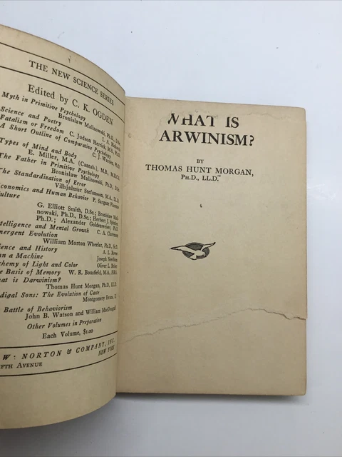 WHAT IS DARWINISM 1929 Thomas Hunt Morgan RARE See Description $416.46 ...