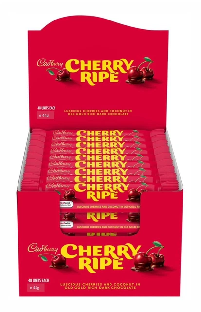 CADBURY CHERRY RIPE Chocolate Bars FULL BOX OF 48 AUSTRALIA IMPORT RARE ...