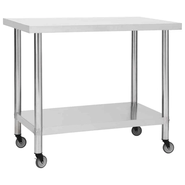 1925499 TAVOLO DA Lavoro Cucina con Ruote 80x60x85 cm in Acciaio Inox ...