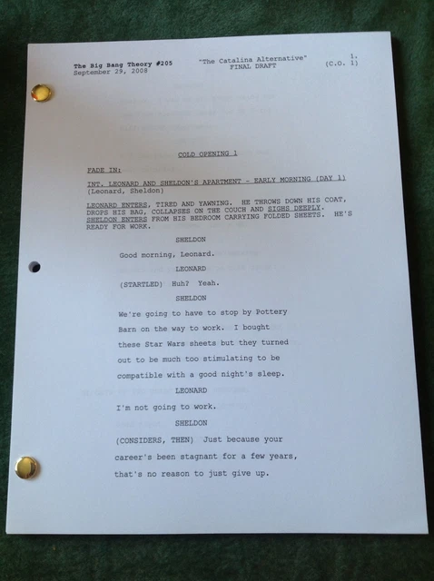 THE BIG BANG Theory TV Studio Script Final Draft The Catalina ...