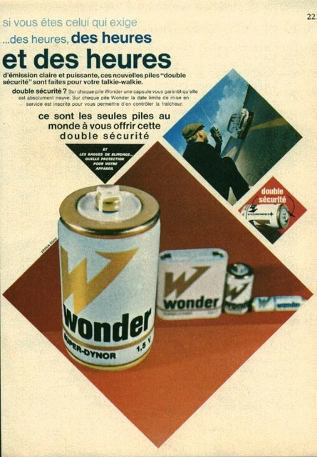 PUBLICITÉ ANCIENNE PILES Wonder 1970 issue de magazine EUR 7,50 ...