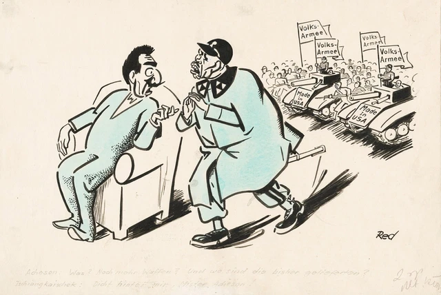 CHINA CIVIL WAS USA Chiang Kai-Shek Caricature Alfred Beier-Red Drawing ...