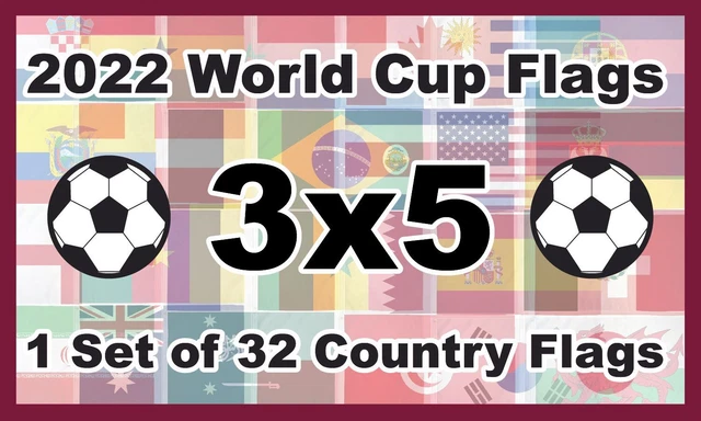 &SET OF 32 FIFA WORLD CUP 2022 COUNTRY FLAGS" 3x5 ft poly banner Qatar ...