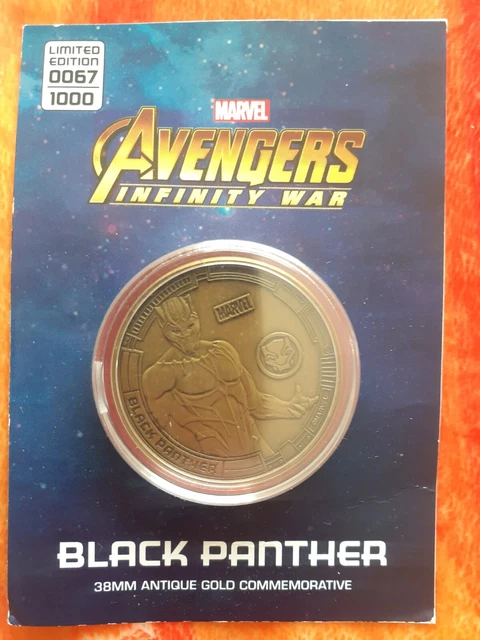 LIMITED EDITION MARVEL Avengers Infinity War Gold Coin, Black Panther £ ...