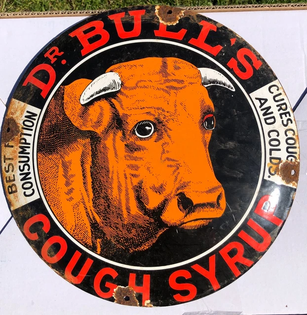 ENAMEL SIGN DR Bull's Cough Syrup Famous Pictorial Sign - Animals ...