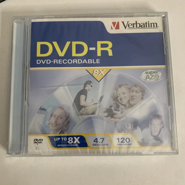 VERBATIM DVD-R BLANK Discs 4.7GB 120 Minutes 8X Recordable Disc NEW ...