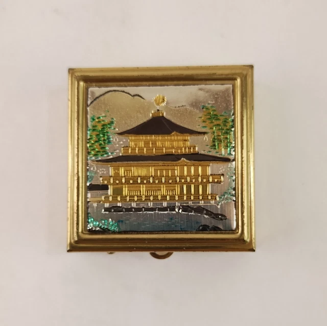 KINKAKU-JI TEMPLE ETCHED Metal Pill Trinket Box Kyoto Japan Kinkakuji ...