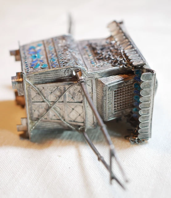 PALANQUIN CHAISE à porteur miniature argent filigrané rehaussé émaux ...