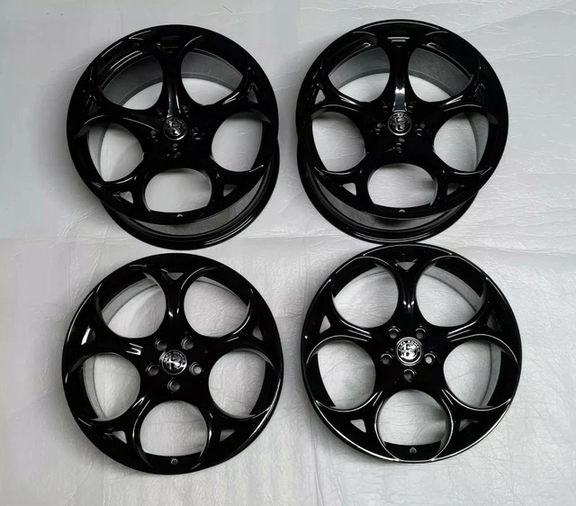 19& ALFA ROMEO Giulia QV Quadrifoglio rims Complete set X4 Gloss Black ...