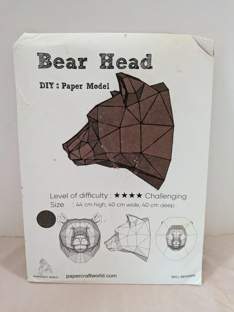 PAPERCRAFT WORLD BROWN Bear 3D Paper Model Kit Wall Art, MIP $22.55 ...