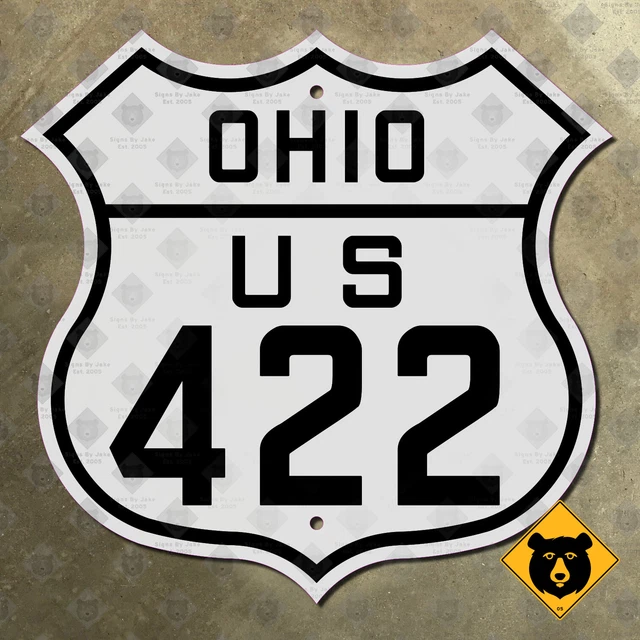 OHIO US ROUTE 422 highway marker road sign 1926 Cleveland Youngstown ...