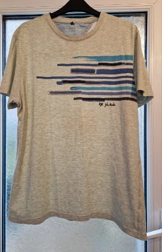 DESIGNER JOHN ROCHA Mens Abstract Cotton Short Sleeve Shirt Casual Tee ...