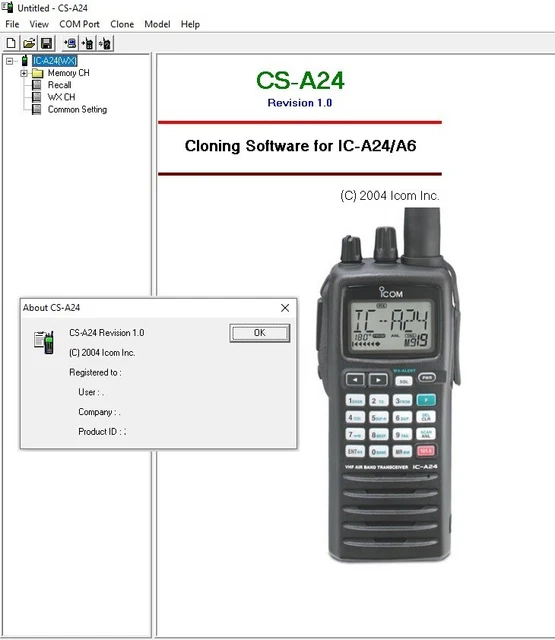 IC-A24, IC-A6 PROGRAMMING & CLONE SOFTWARE ICOM CS-A24 Rev. 1.0 for 8. ...