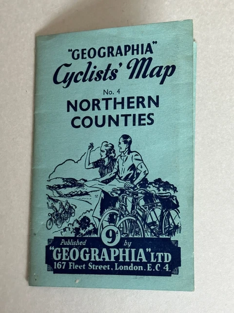 GEOGRAPHIA PAPER CYCLISTS Map of The Northern Counties, No 4 -1930's ...