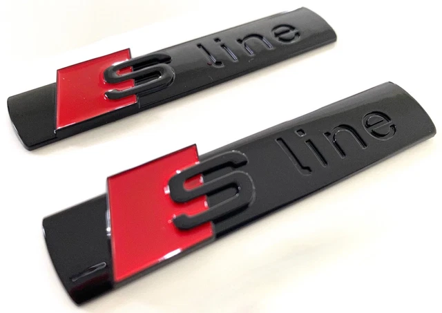 2 X SLINE S line Emblem Zeichen Schriftzug glänzend schwarz für u.a ...