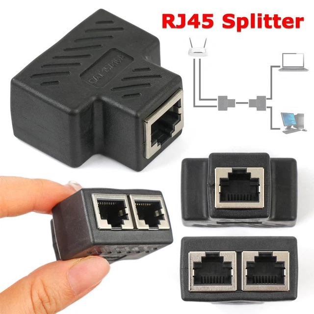 CAT6 ADAPTER LAN Connector RJ45 Splitter Ethernet Extender Plug 1 To 2 ...