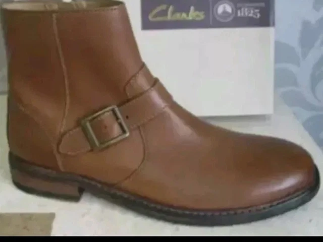 CLARKS CLARKDALE SPARE Men's Dark Tan Leather Boots Size UK 7.5 G EU 41 ...