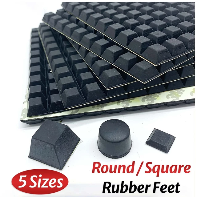 BLACK RUBBER FEET Self-Adhesive Bumper Furniture Table Pads Size Round ...