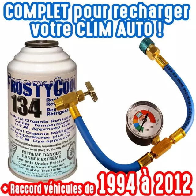 KIT RECHARGE GAZ clim auto Frostycool 134,remplace climatisation,R134a ...