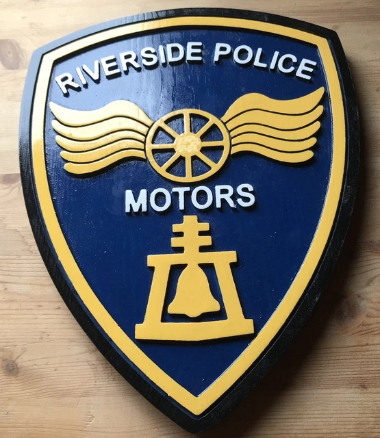 POLICE DEPARTMENT RIVERSIDE Motors 3D routed plaque patch wood sign ...