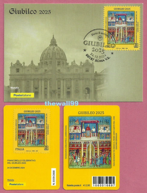 ITALY 2024 JUBILEE 2025 Opening Holy Door CARD + PHILATELIC POSTCARD £9 ...
