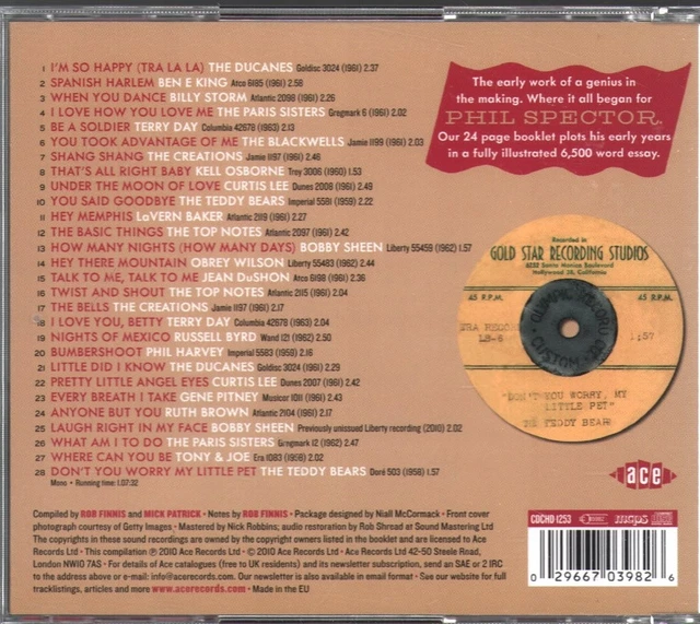 PHIL SPECTOR PRODUCTIONS Précoces CD 28 Titres (CDCHD1253) Europe Ace ...