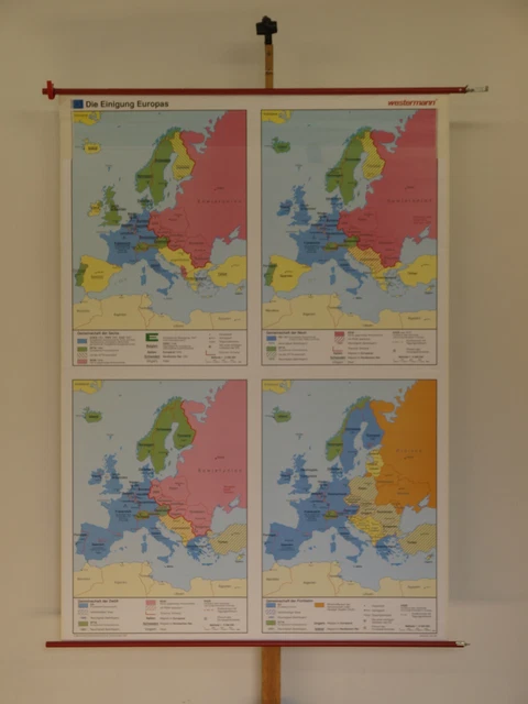 SCHOOL WALL MAP wall map unification of Europe EU Cold War 138x193 cm ...