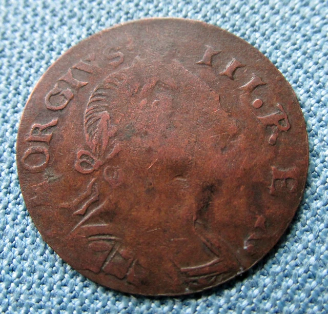 1775 KING GEORGE III British Colonial Era Farthing Copper Coin- Simian ...