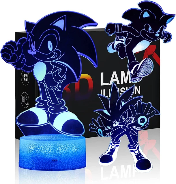 SONIC THE HEDGEHOG 3D Night Light for Kids, 3D Illusion Lamp with 16 ...