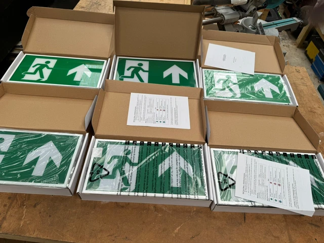 6 BOXED CHANNEL dales3 LED Emergency Exit Arrow Signs Luminated £12.95 ...