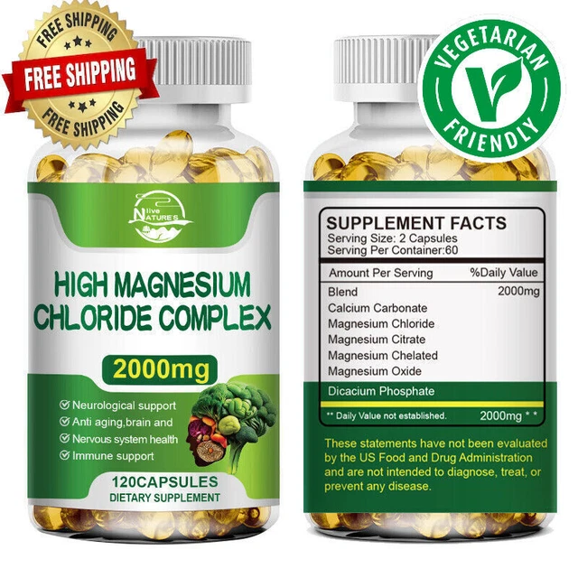MAGNESIUM CITRATE 2000MG | 120 Capsules High Strength | Fatigue & PMS ...